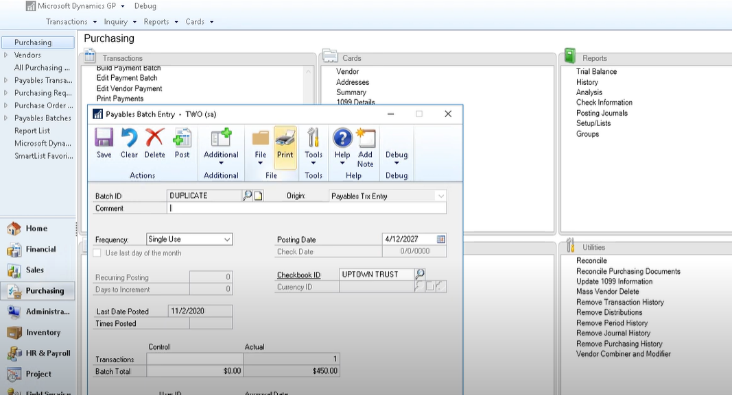 Batch Stuck In Posting Dynamics GP (Great Plains) How to Use Batch Recovery